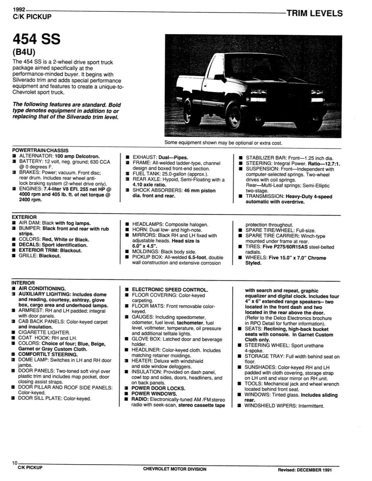 1990-1993 454 SS : 90's Muscle Truck - GMT400 Information